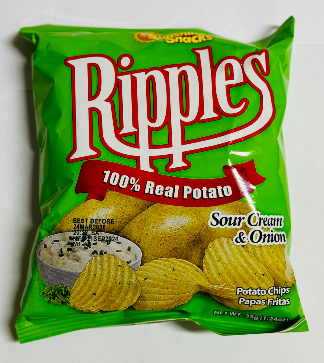 SUNSHINE SNACKS RIPPLES POTATO CHIPS (SOUR CREAM & ONION, 35 G ...