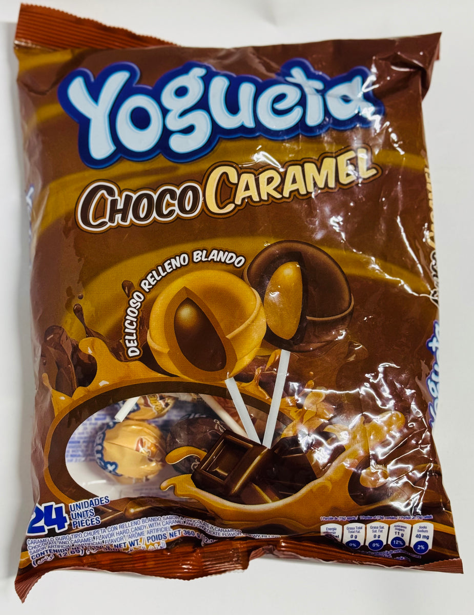 YOGUETA CHOCO CARAMEL LOLLIPOPS (24 UNITS, CARAMEL FLAVOUR, 360 G ...