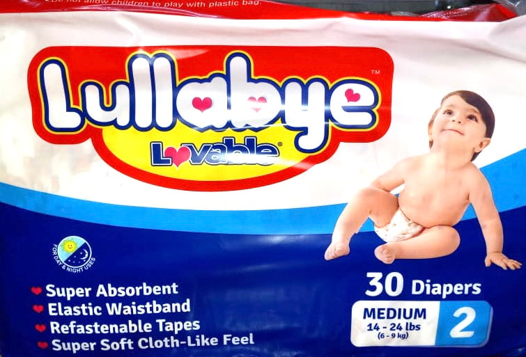 LULLABYE LOVABLE DIAPERS (30 UNITS, MEDIUM) – Fedlin Limited